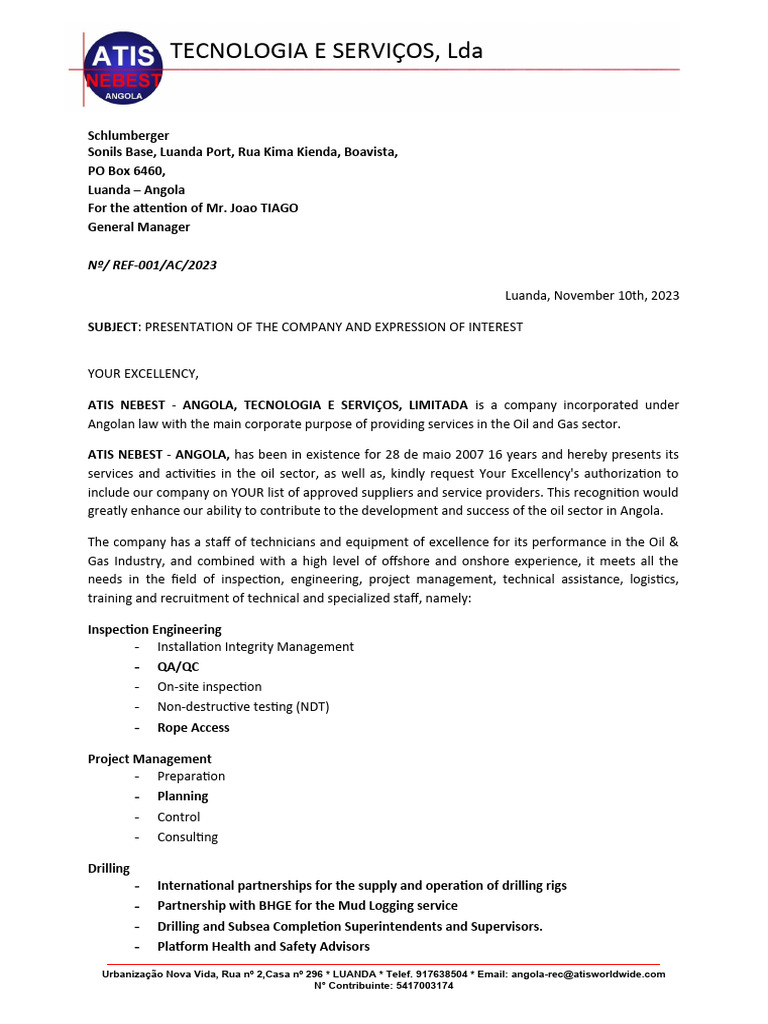Oil & Gas Services by ATIS Angola | PDF | Oil Well | Angola