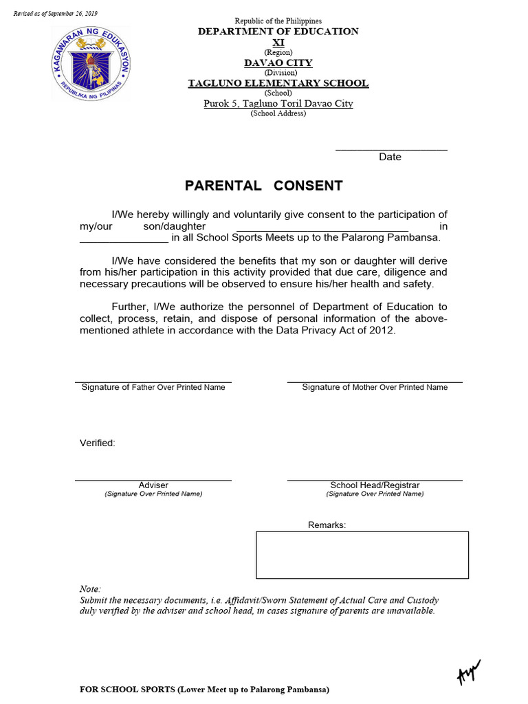 2020 Parents Consent Revised 2 | PDF