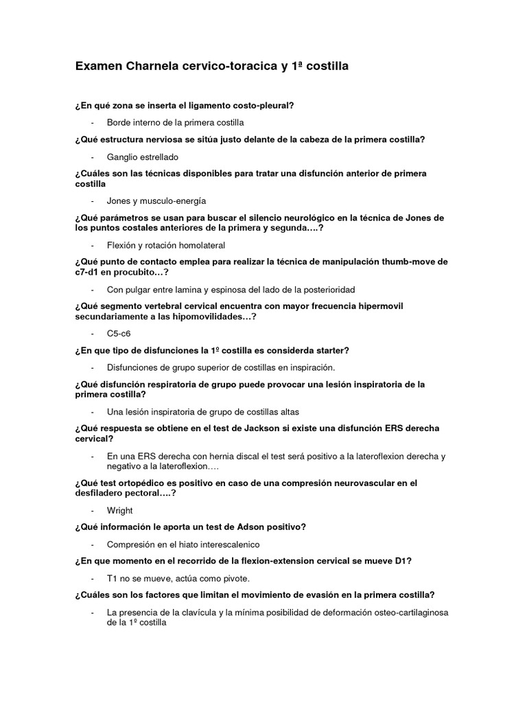 Examen de Charnela Cervicotorácica | PDF | Sistema musculoesquelético ...