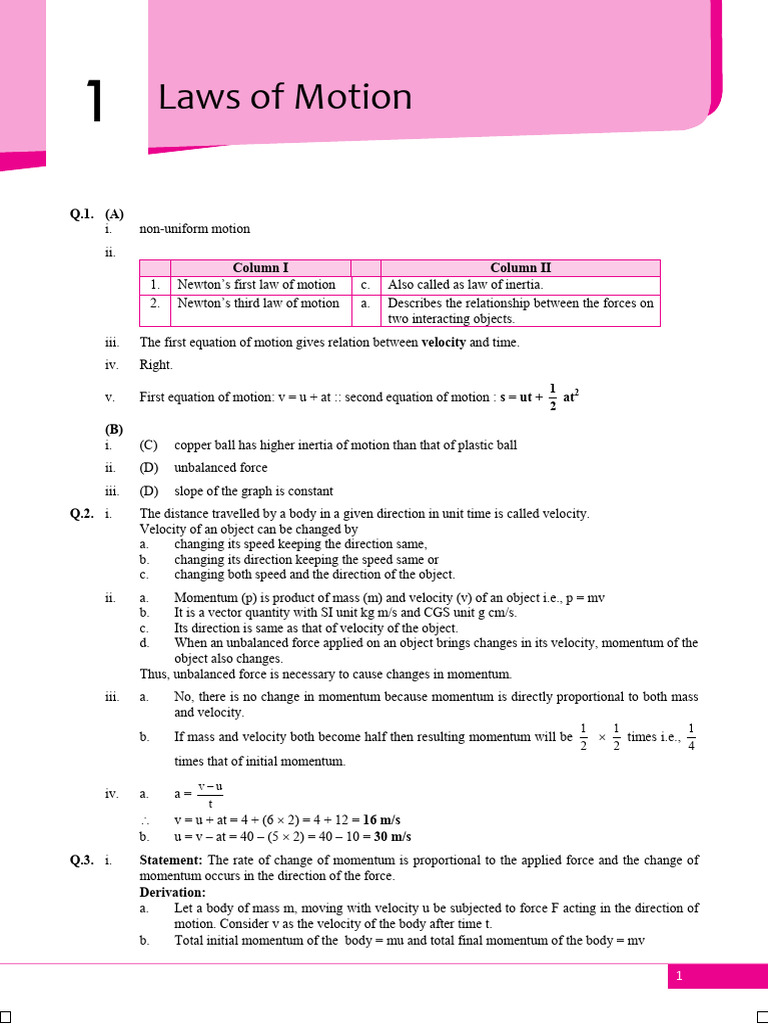 STD 9th Science and Technology Chapter Assessment 1 Laws of Motion ...