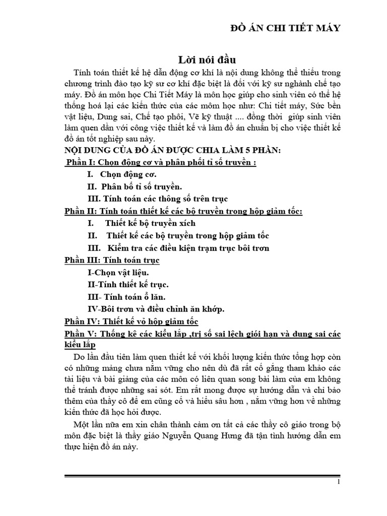 Đồ Án Chi Tiết Máy - HGT Phân Đôi Cấp Chậm Xích Tải - 1006418 | PDF
