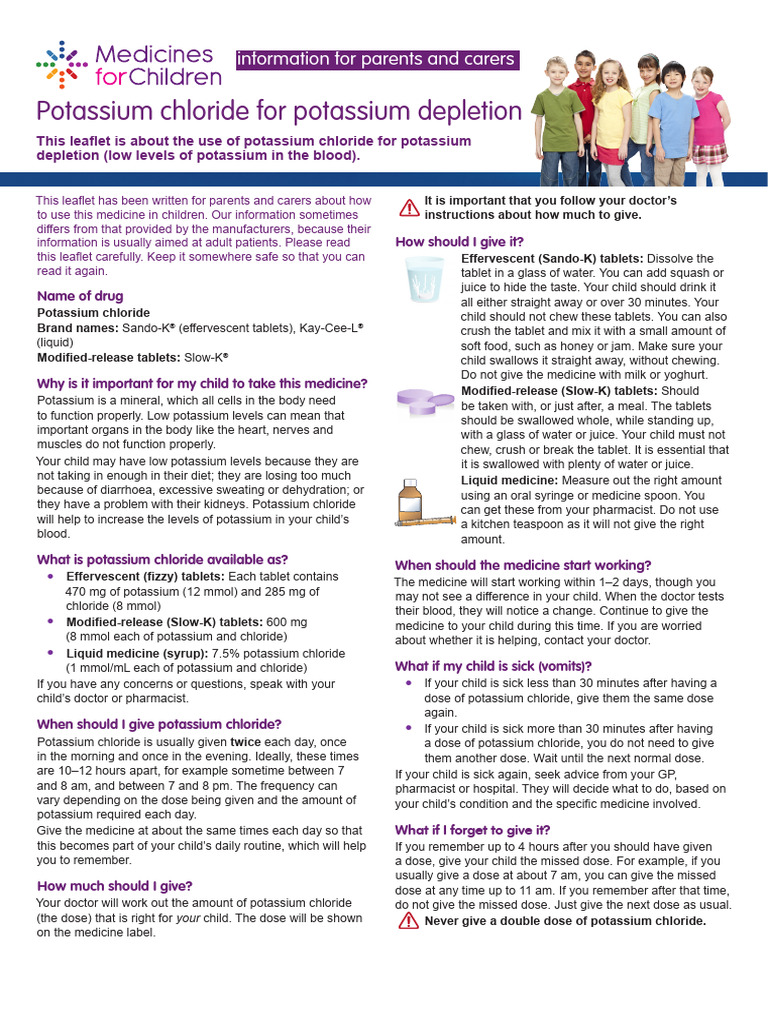 Potassium Chloride For Potassium Depletion | PDF | Potassium | Chemistry