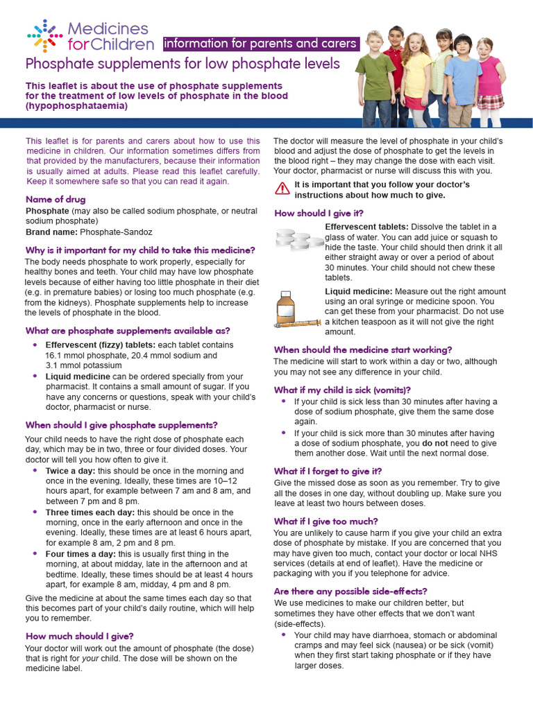 Phosphate Supplements For Low Phosphate Levels 2 | PDF | Health Care ...