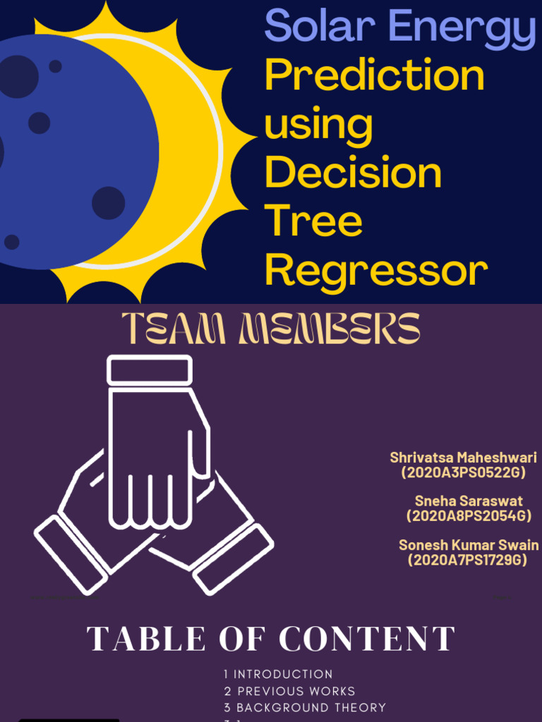 Solar Energy Prediction Using Decision Tree Regressor | Download Free PDF | Solar Power | Prediction