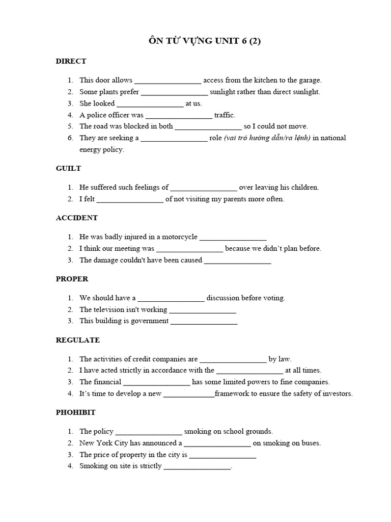 Ôn T V NG Unit 6 | PDF