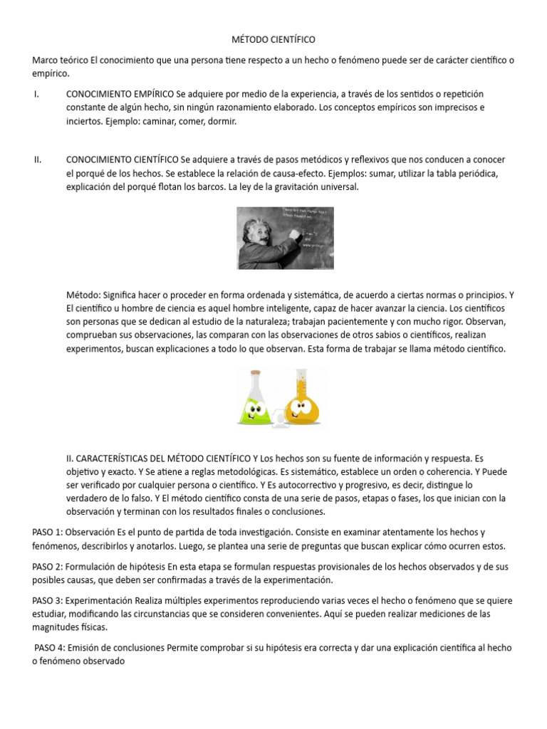 Pasos del Método Científico | PDF | Método científico | Hipótesis