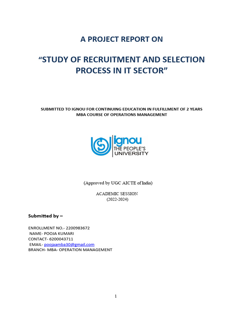 Ignou Project | PDF | Recruitment | Human Resource Management