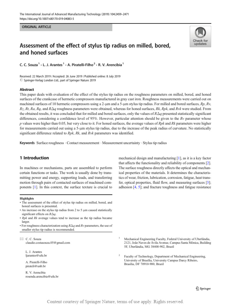 Stylus Tip Radius Impact on Surface Roughness | PDF | Surface Roughness ...