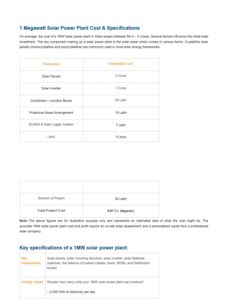 1 Megawatt Solar Power Plant | PDF | Solar Power | Photovoltaics