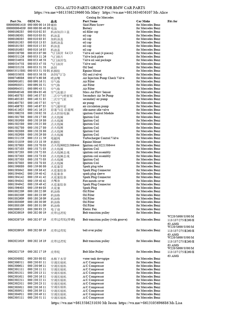 Mercedes Auto Parts Catalog | PDF | Brake | Ignition System