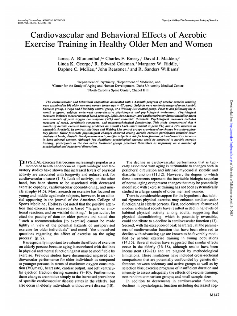 Cardiovascular and Behavioral Effects of Aerobic Exercise Training in ...