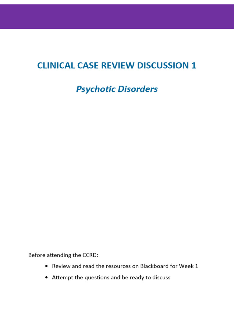 Clinical Case Review Discussion On Psychotic Disorders | PDF ...