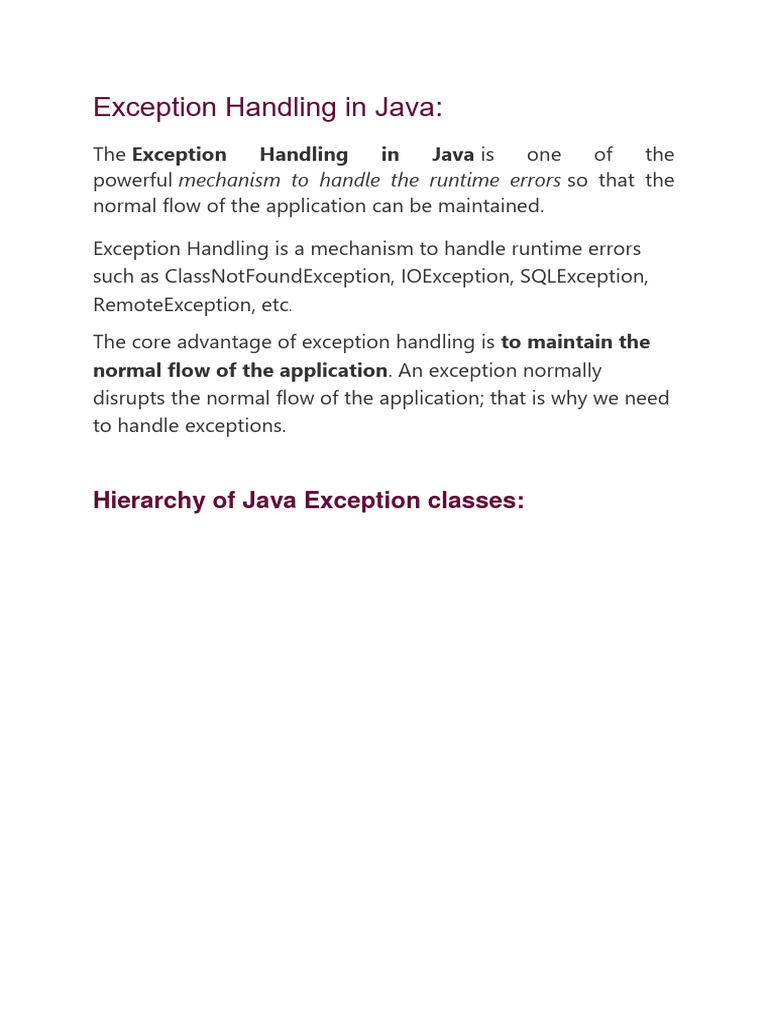 Exception Handling in Java | PDF | Class (Computer Programming) | Java ... Exception Handling in Java | PDF | Class (Computer Programming) | Java ...