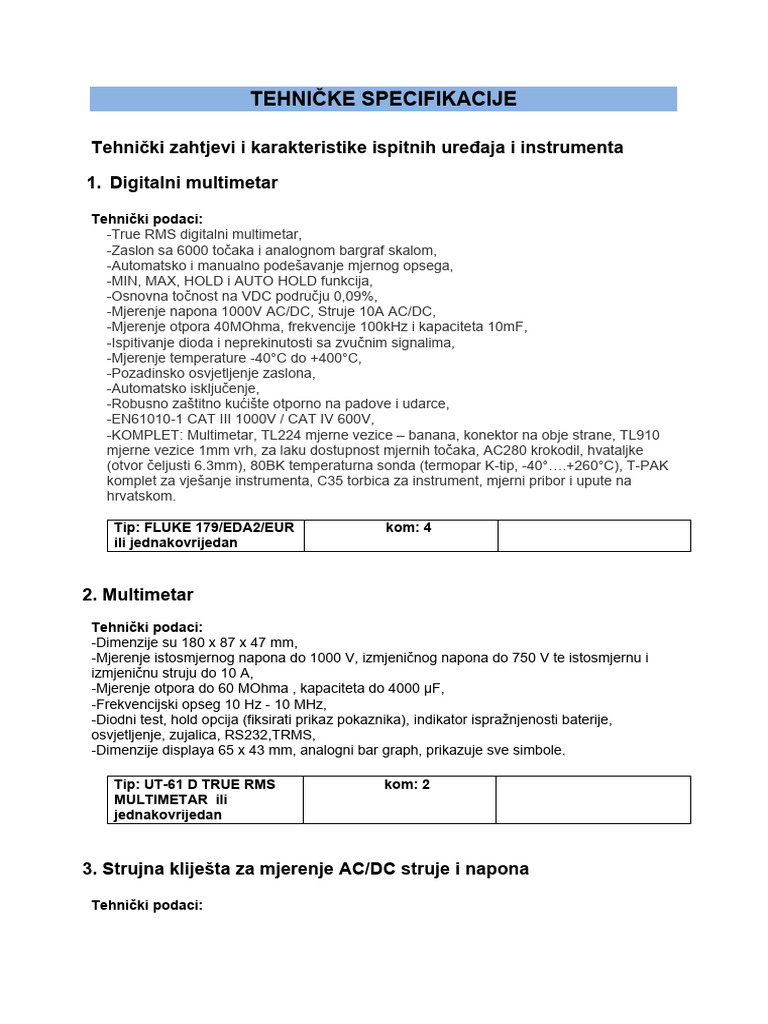 Tehničke Specifikacije | PDF