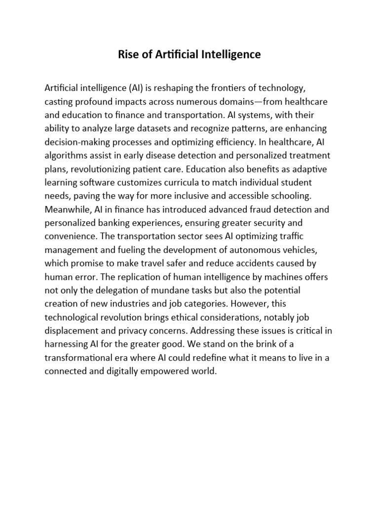 Rise of Artificial Intelligence | PDF