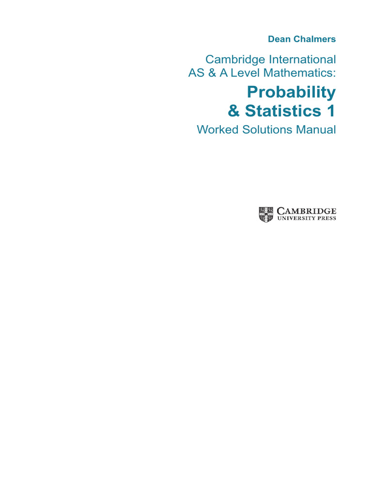 Worked Solution Manual Probability and Statistics 1 | PDF