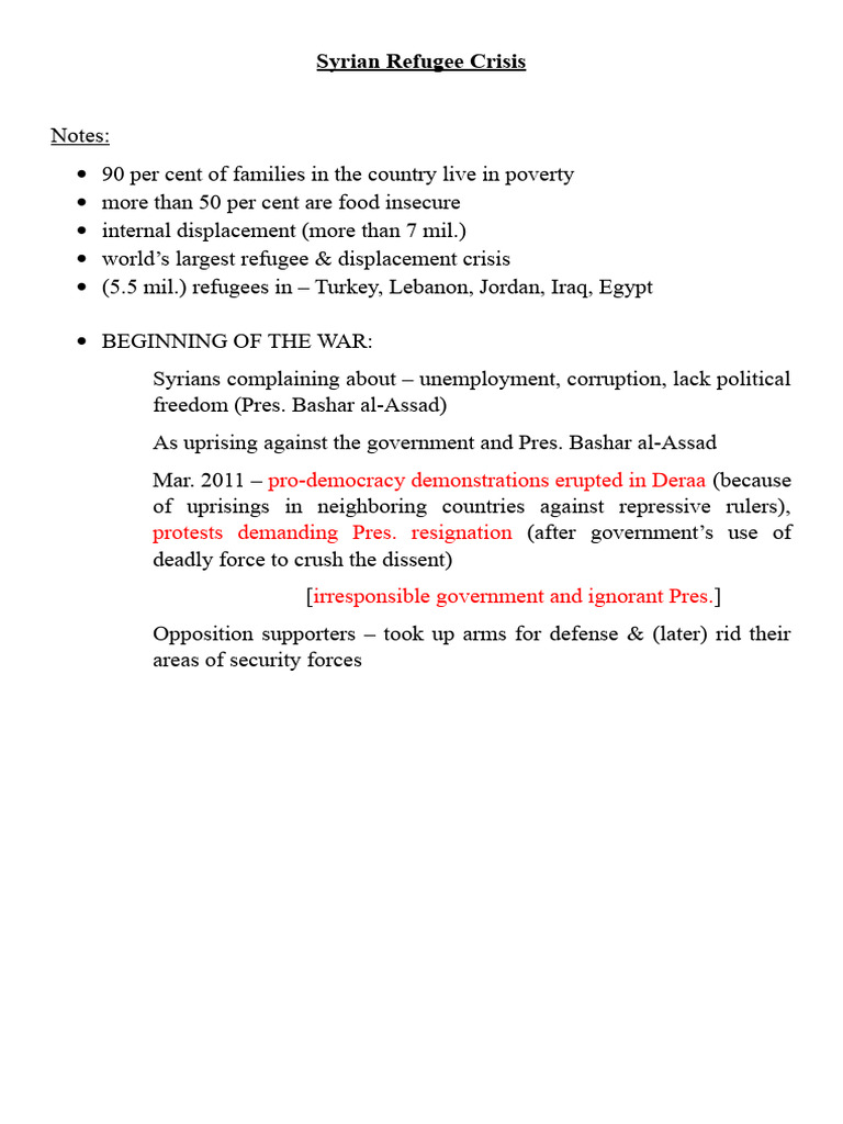 Syrian Refugee Crisis | PDF