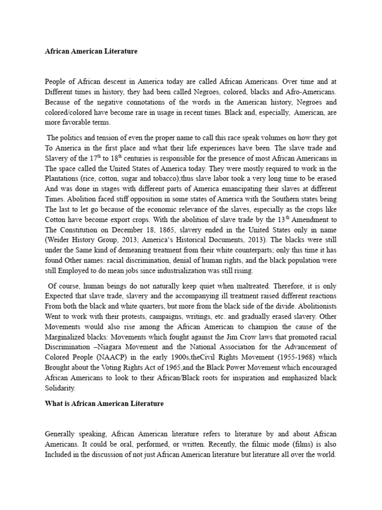 African American Literature: TH TH | PDF | African American Literature ...