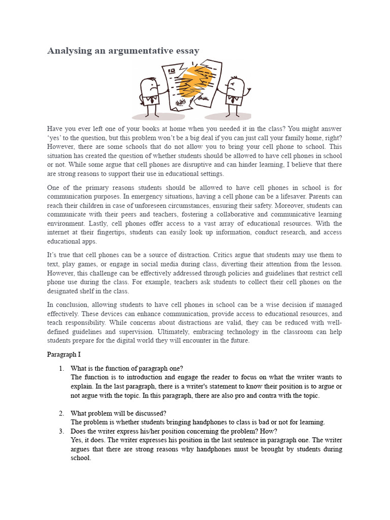 Argumentative Essay Task | Download Free PDF | Mobile Phones | Reason