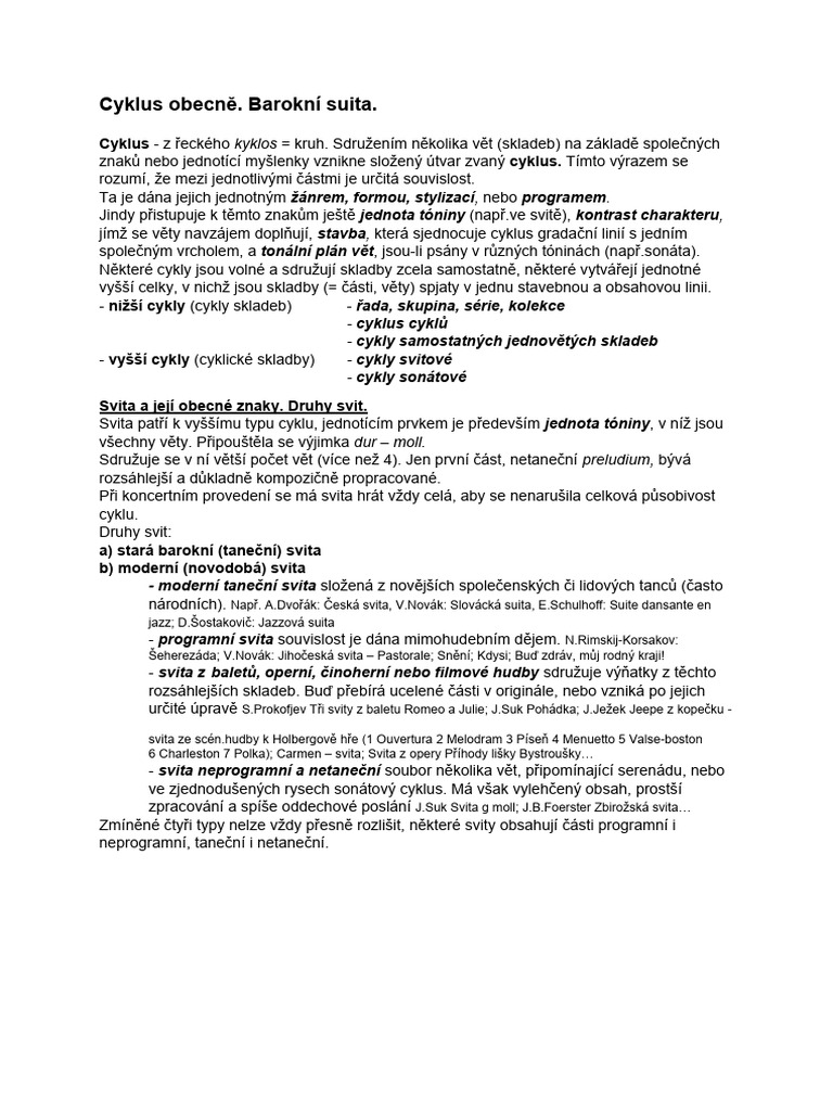 19 Cyklus Obecně. Barokní Suita (1) | PDF