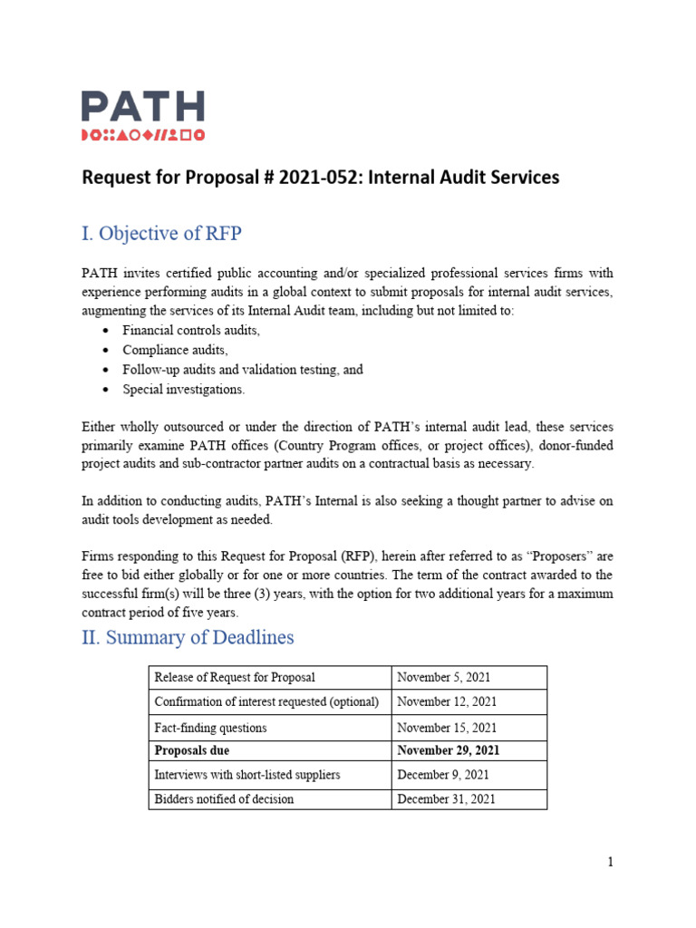 RFP 2021-052 Internal Audit Services | PDF | Audit | Internal Audit