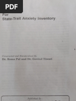 Stai Spielberger State Trait Anxiety Inventory | PDF