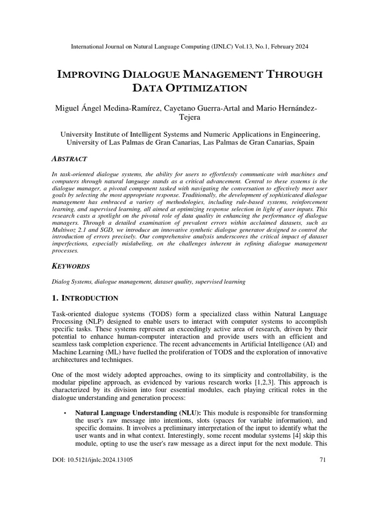 Optimize Dialogue Management with Data | PDF | System | Information