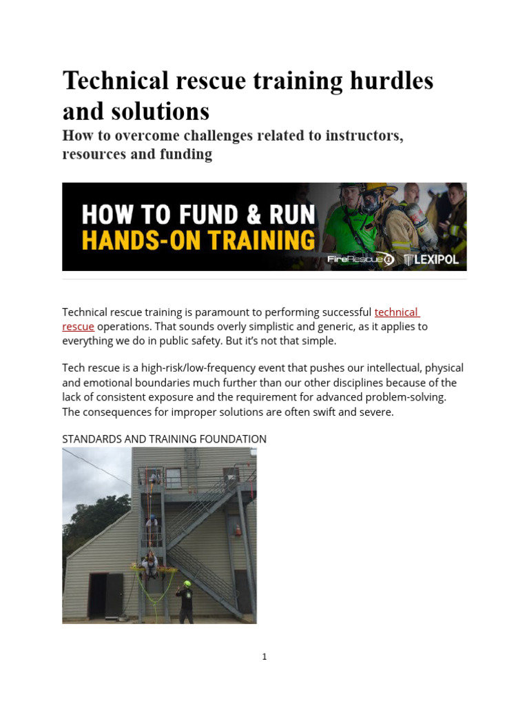 Trainig Center - Technical Rescue Training Hurdles and Solutions How To ...