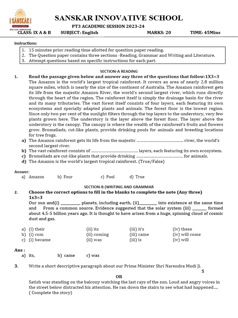 Class Ix PT3 English | PDF | Rainforest | Canopy (Biology)