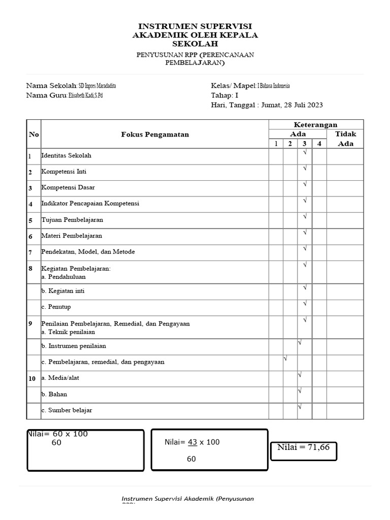 Form 2 Supervisi RPP | PDF