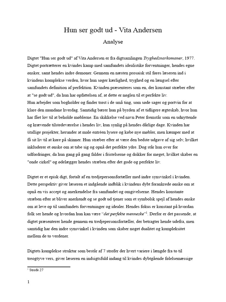 Hun ser godt ud Analyse | PDF