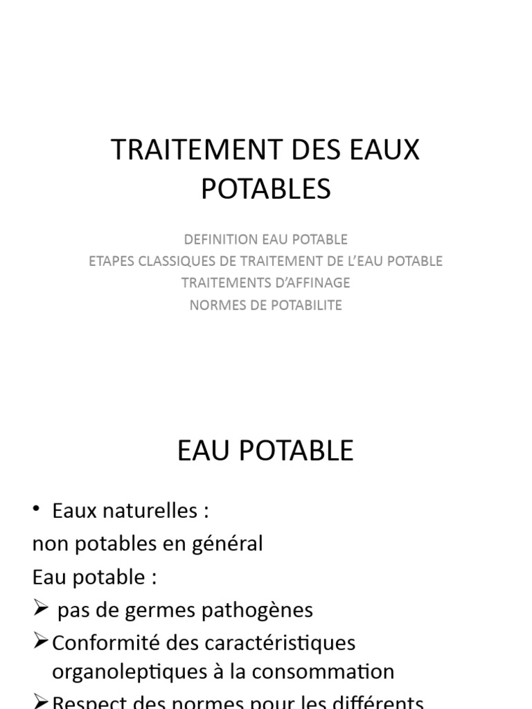 3 - Traitement Des Eaux Potables | PDF | Boire de l'eau | Génie hydraulique