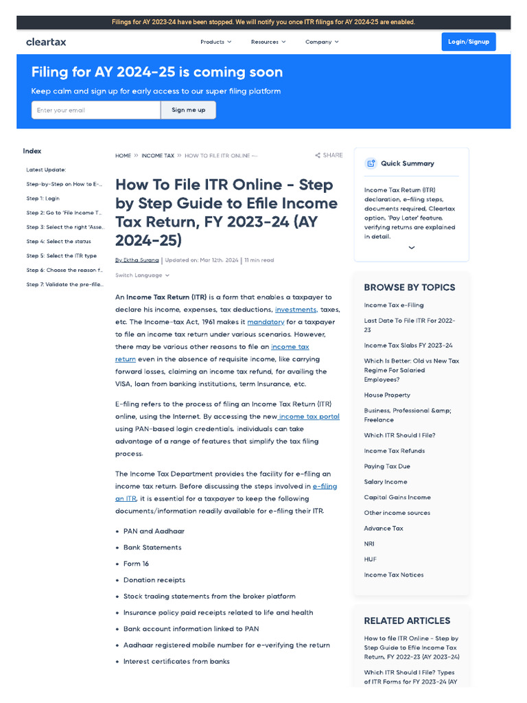 Income Tax Efiling Return | PDF | Taxes | Payments