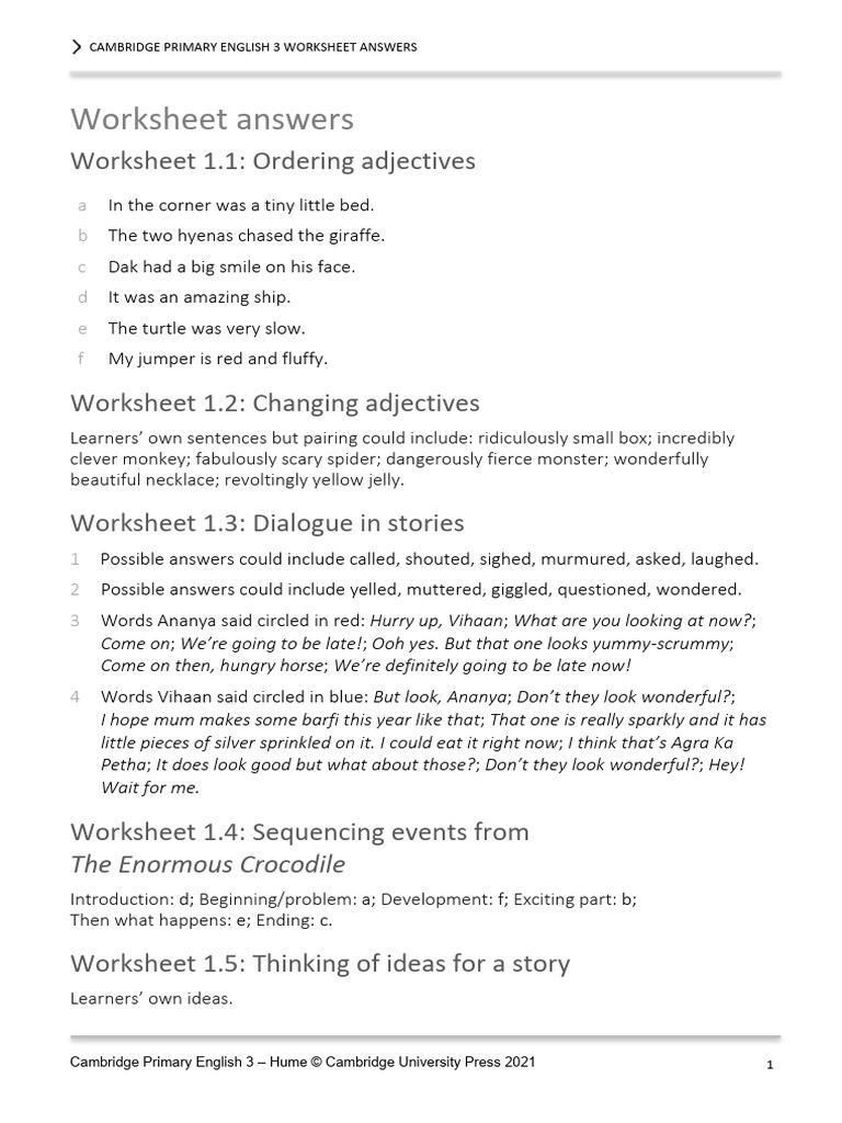 Cambridge Primary English 3 Answers | PDF | Dragon