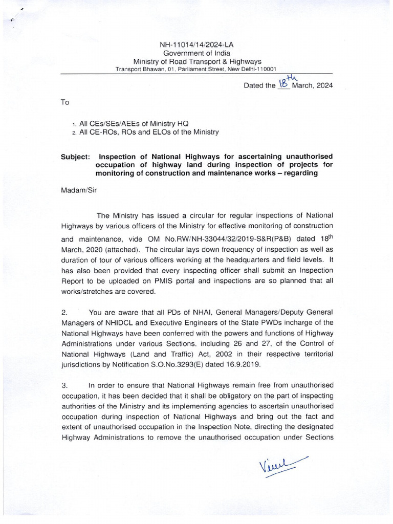 NH-Inspection of National Highways For Ascertaining ...