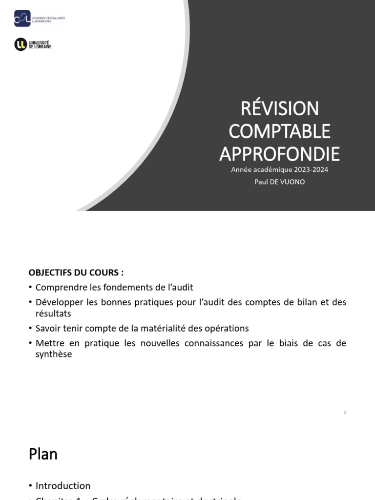 Révision Comptable Approfondie | PDF | Audit financier | Audit