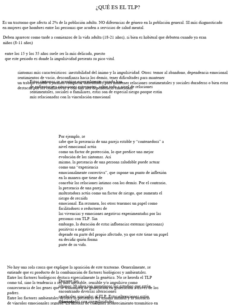 Psicoeducación_TLP | PDF | Trastorno límite de la personalidad | Las emociones