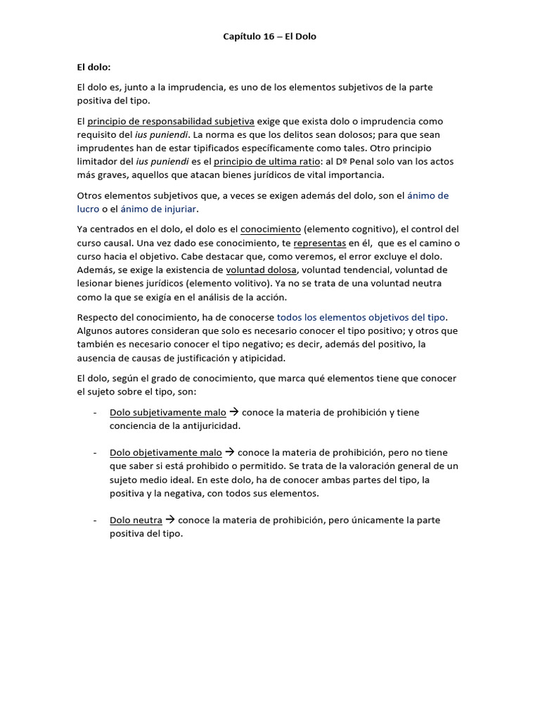 Tema 16 | PDF | Intención (Derecho Penal)