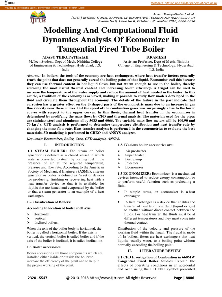 Modelling and Computational Fluid Dynamics Analysis of Economizer in ...