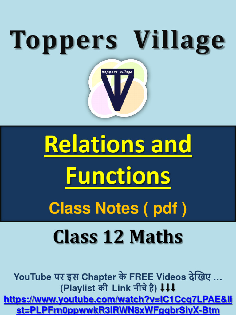 Class 12 Relations and Functions Notes | PDF