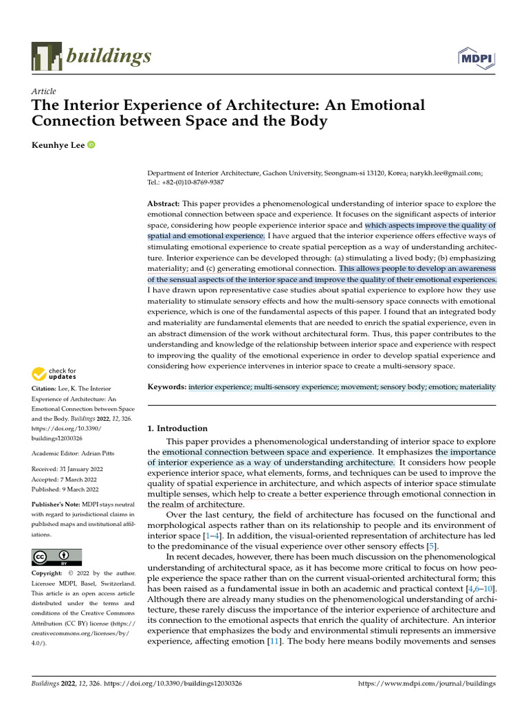 The Interior Experience of Architecture - An Emotional Connection ...