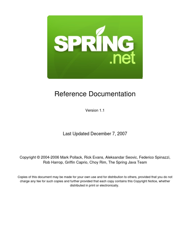 Spring Net Reference | PDF | Spring Framework | Application Programming Interface