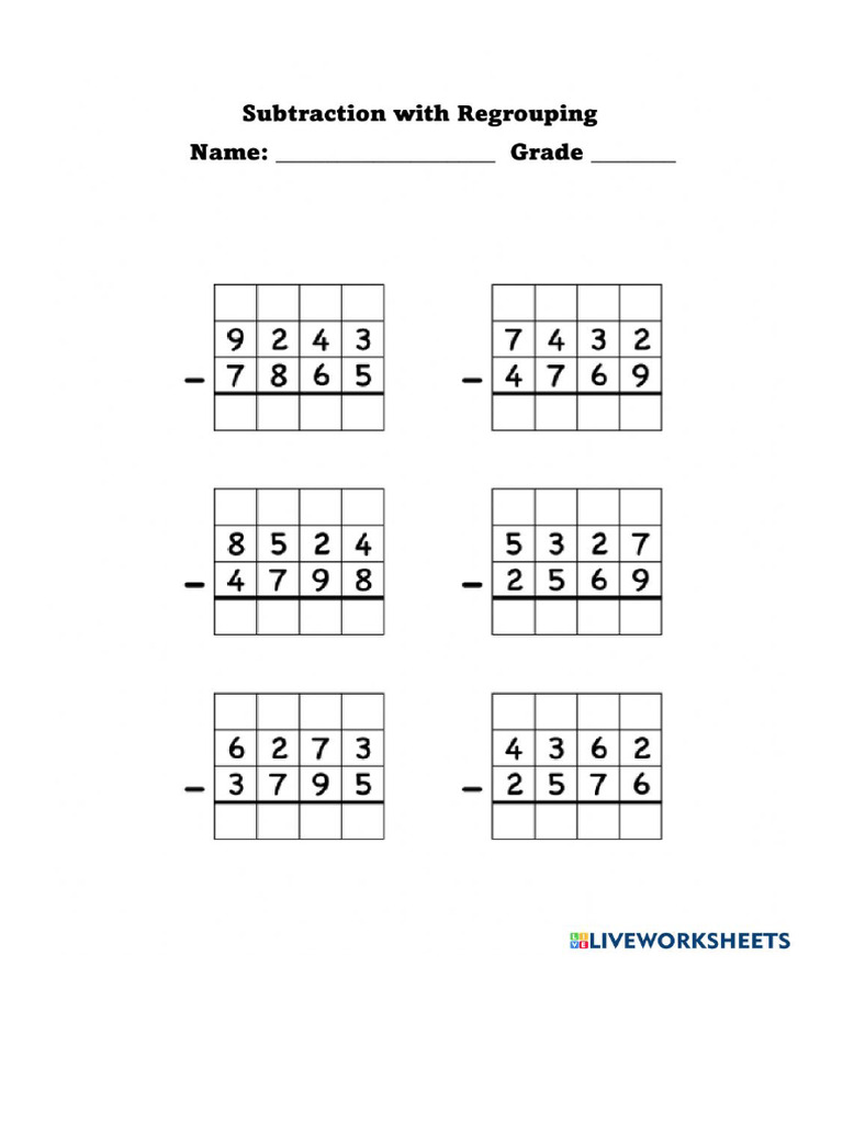 Subtraction With Regrouping | PDF
