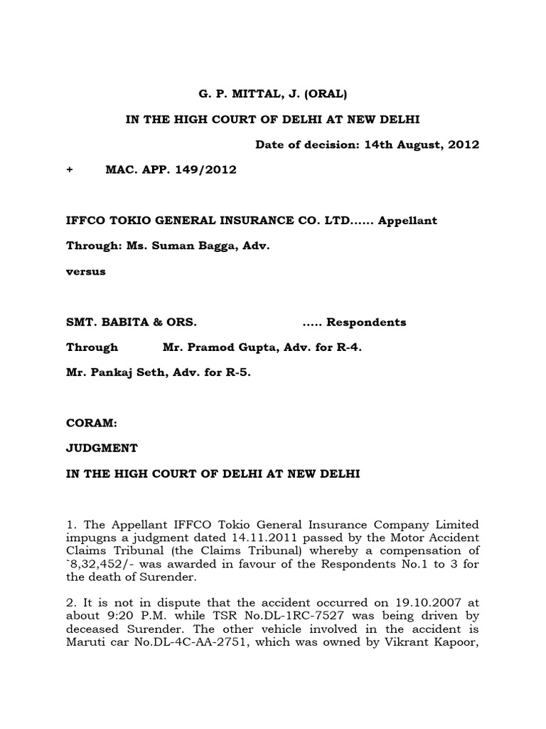 Dharmendra Gurjar, COMPENSATION CASE LAW | PDF | Cost Of Living | Legal ...