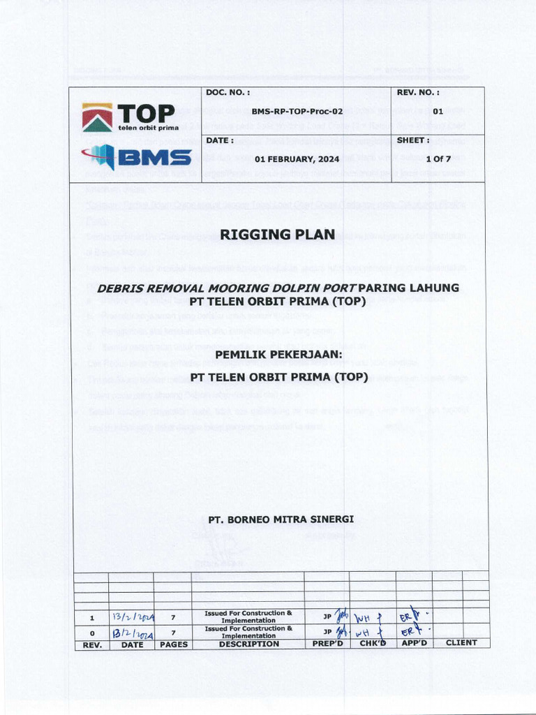 Rigging Plan - Debrish Removal Mooring Dolphin PT TOP by BMS Rev.01 | PDF