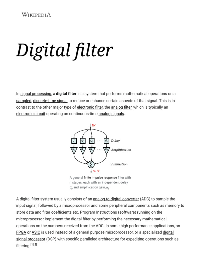 Digital Filter - Wikipedia | PDF | Information And Communications ...