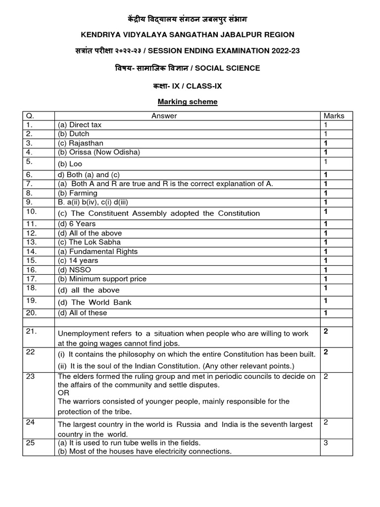 Class IX Social Science Exam Scheme | PDF | Political Science | Government