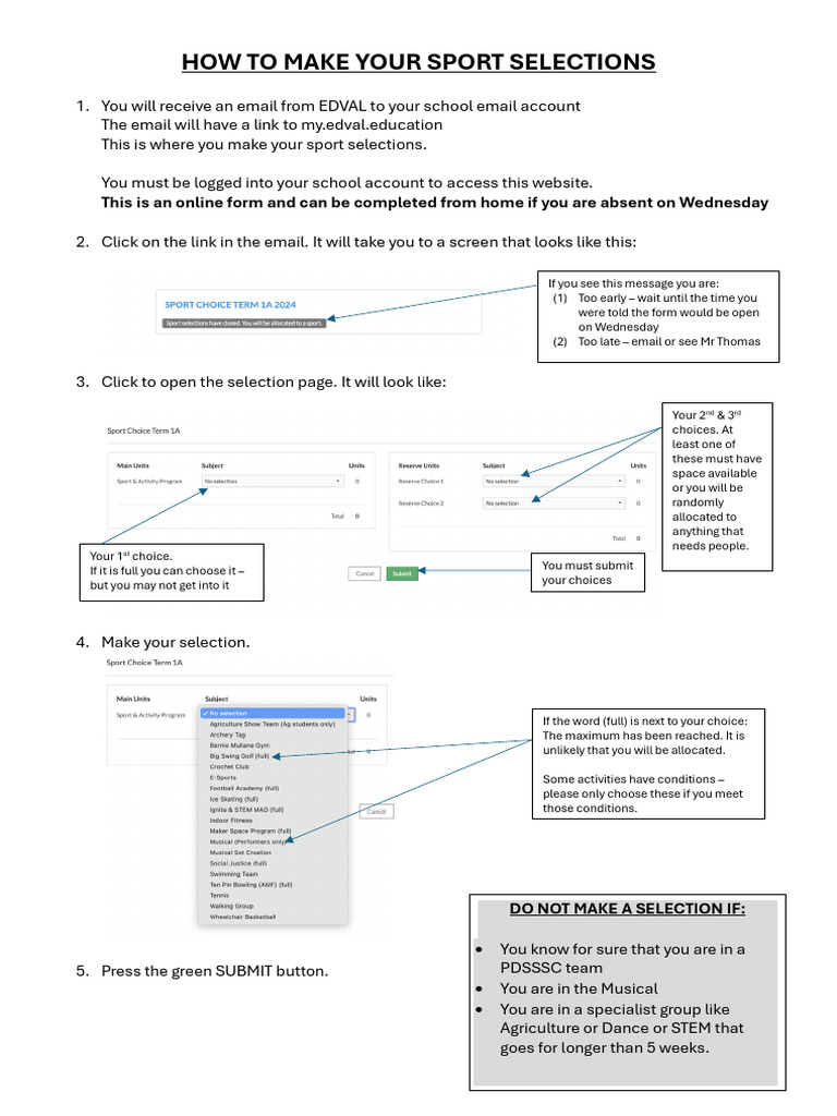 How To Make Your Sport Selections | PDF