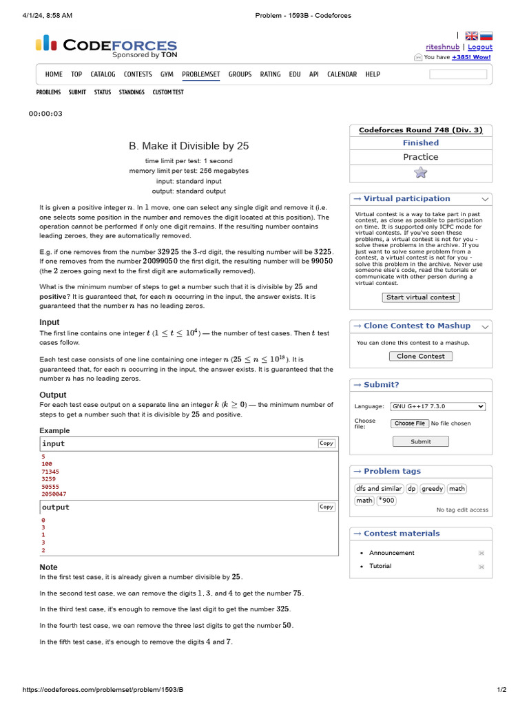 Problem - 1593B - Codeforces | PDF | Numbers | Computer Science
