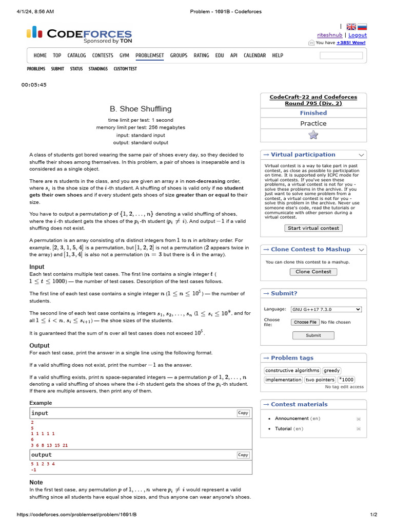 Problem 1691b Codeforces Pdf Software Engineering Computer Science
